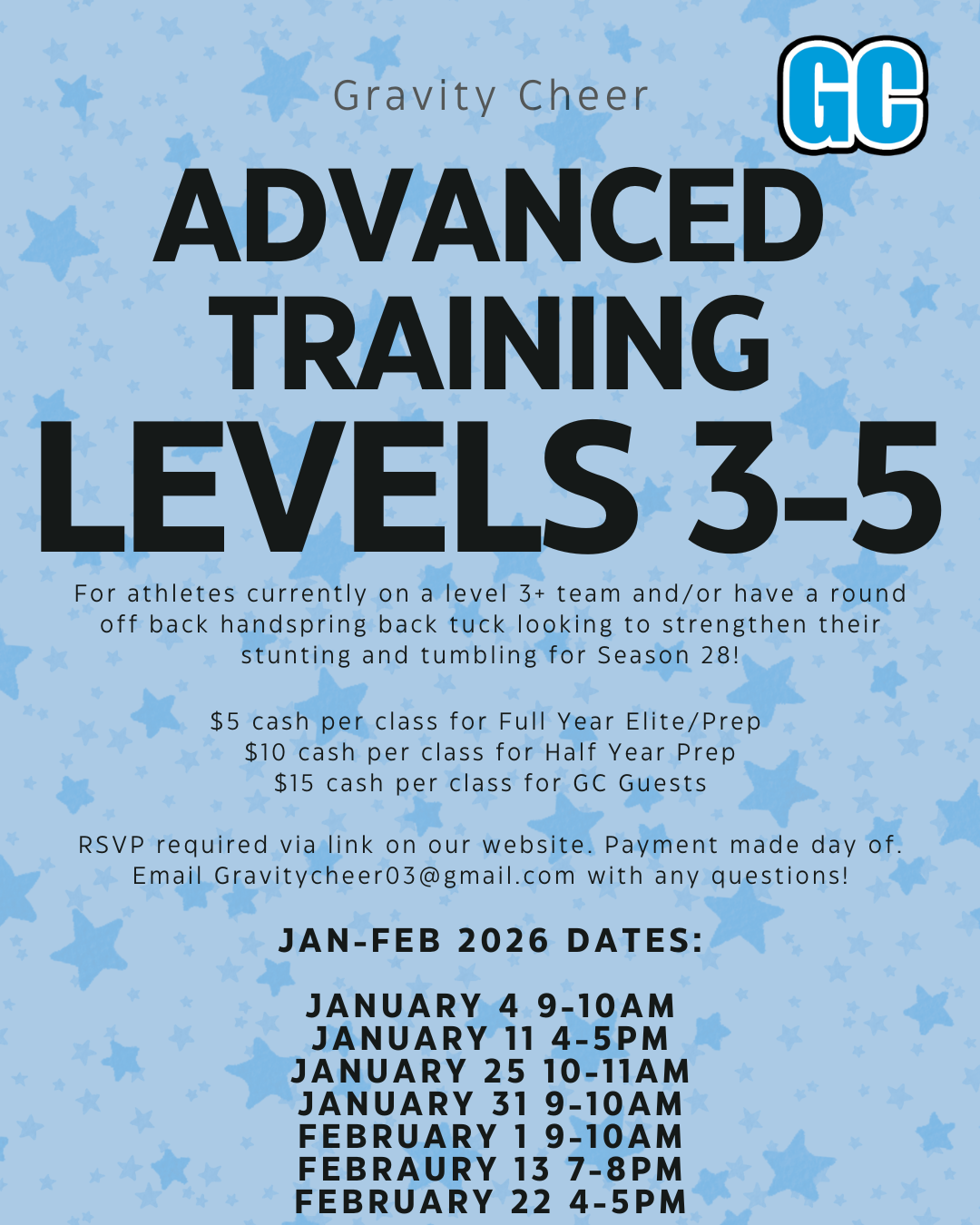 tumbling cheer levels